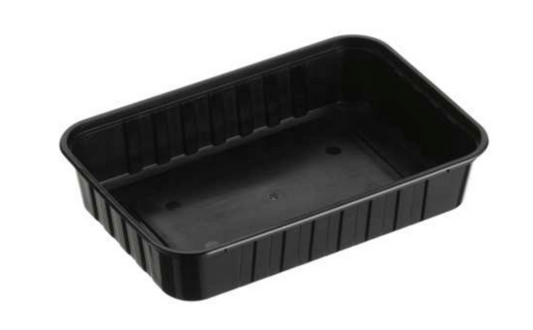 Genfac 500ml Ribbed Rectangular Container Black – Summitpackaging
