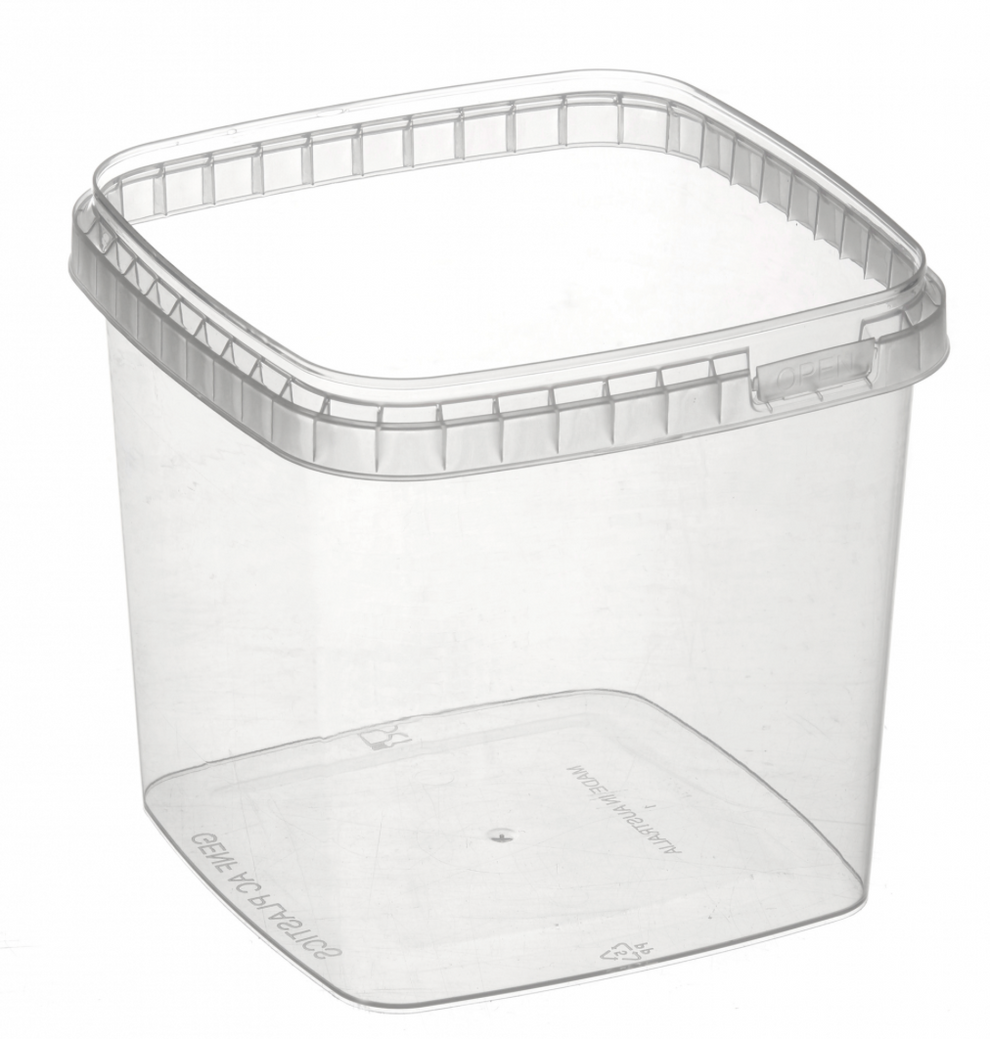 Genfac Tamper Evident Container Square 1200ml (128mm) – Summitpackaging