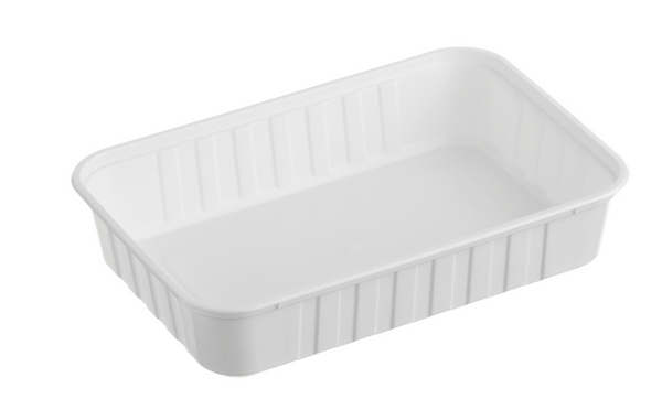 Genfac 500ml Ribbed Rectangular Container White – Summitpackaging